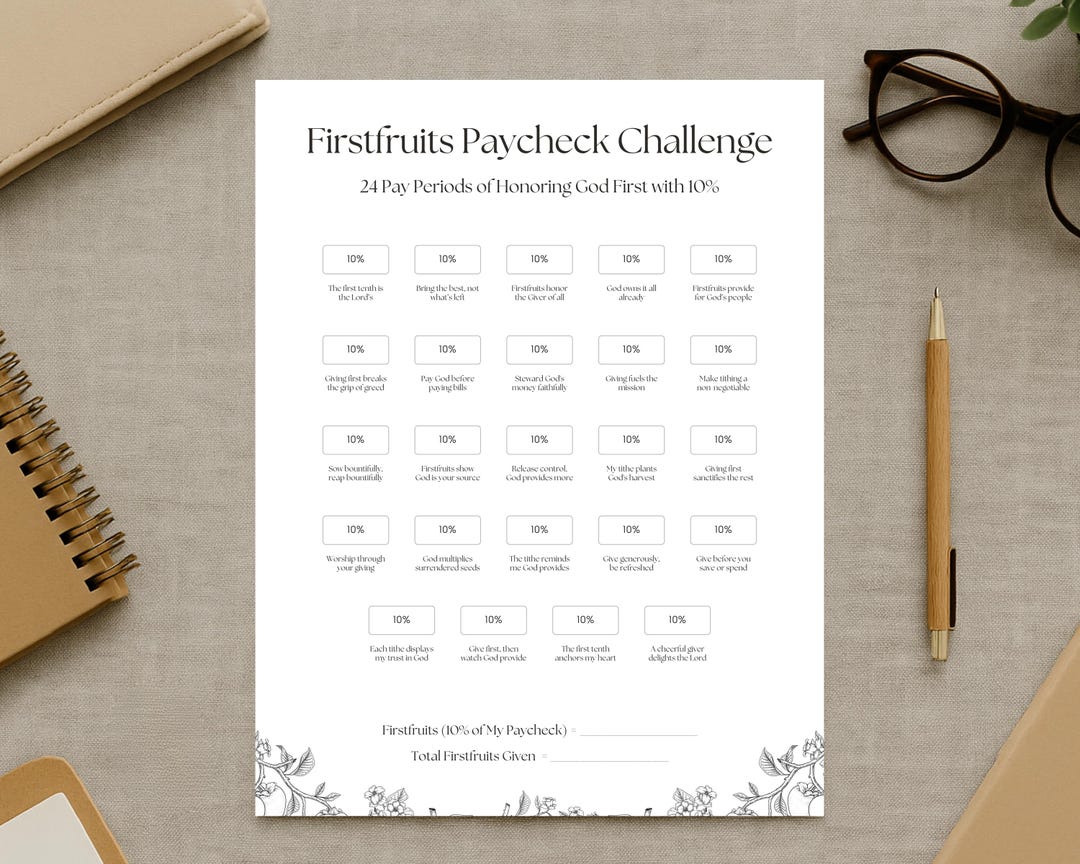 Christian Firstfruits Paycheck Challenge | Giving & Tithe Tracker ...