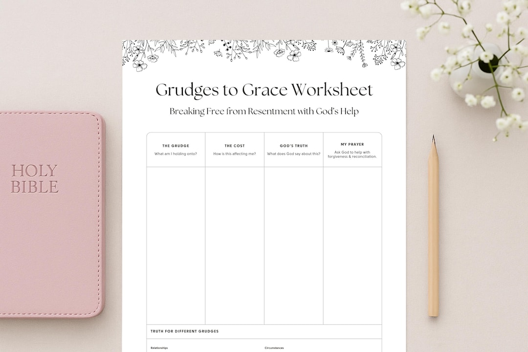 Forgiveness Worksheet for Christians | Let Go of Grudges and Resentment ...