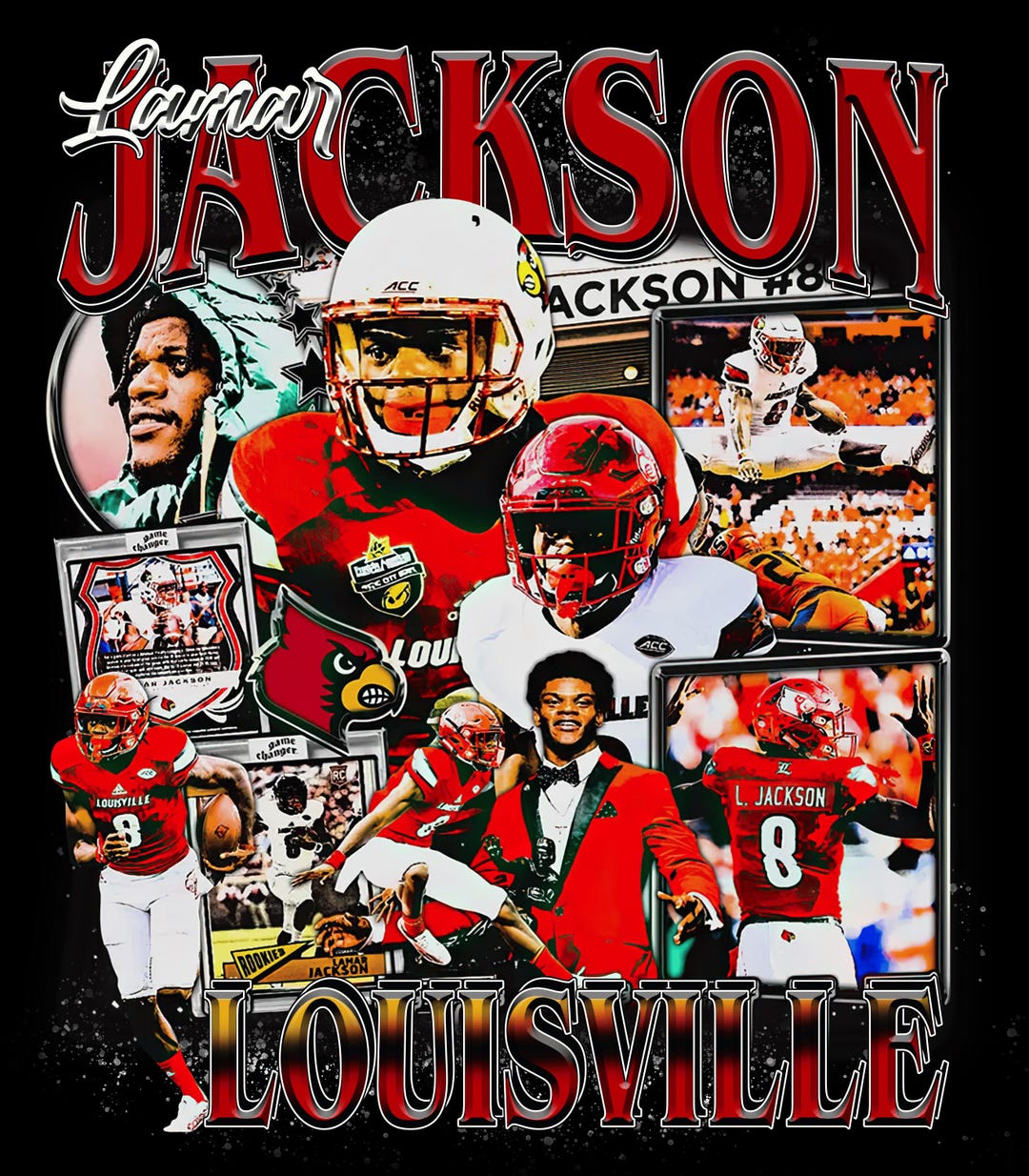 Vintage Lamar Jackson PNG Graphic Digital Vintage Bootleg Instant ...
