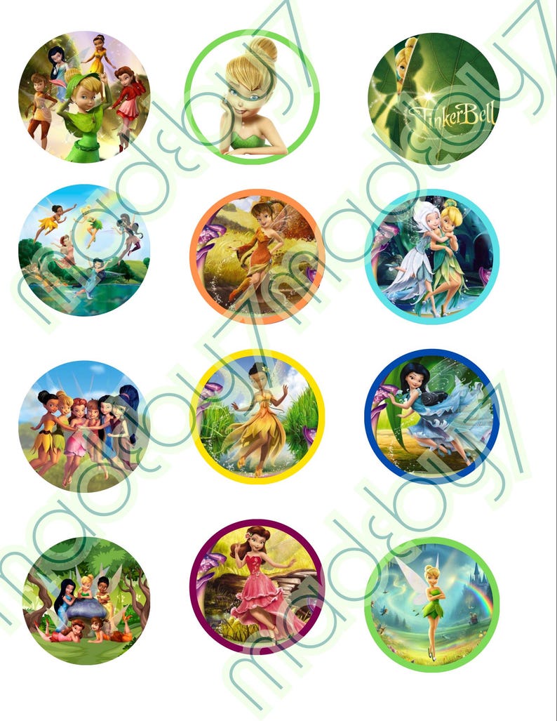 Thinker Bell Fairy Edible Toppers, Oreo Toppers, Treats Toppers, Kids ...