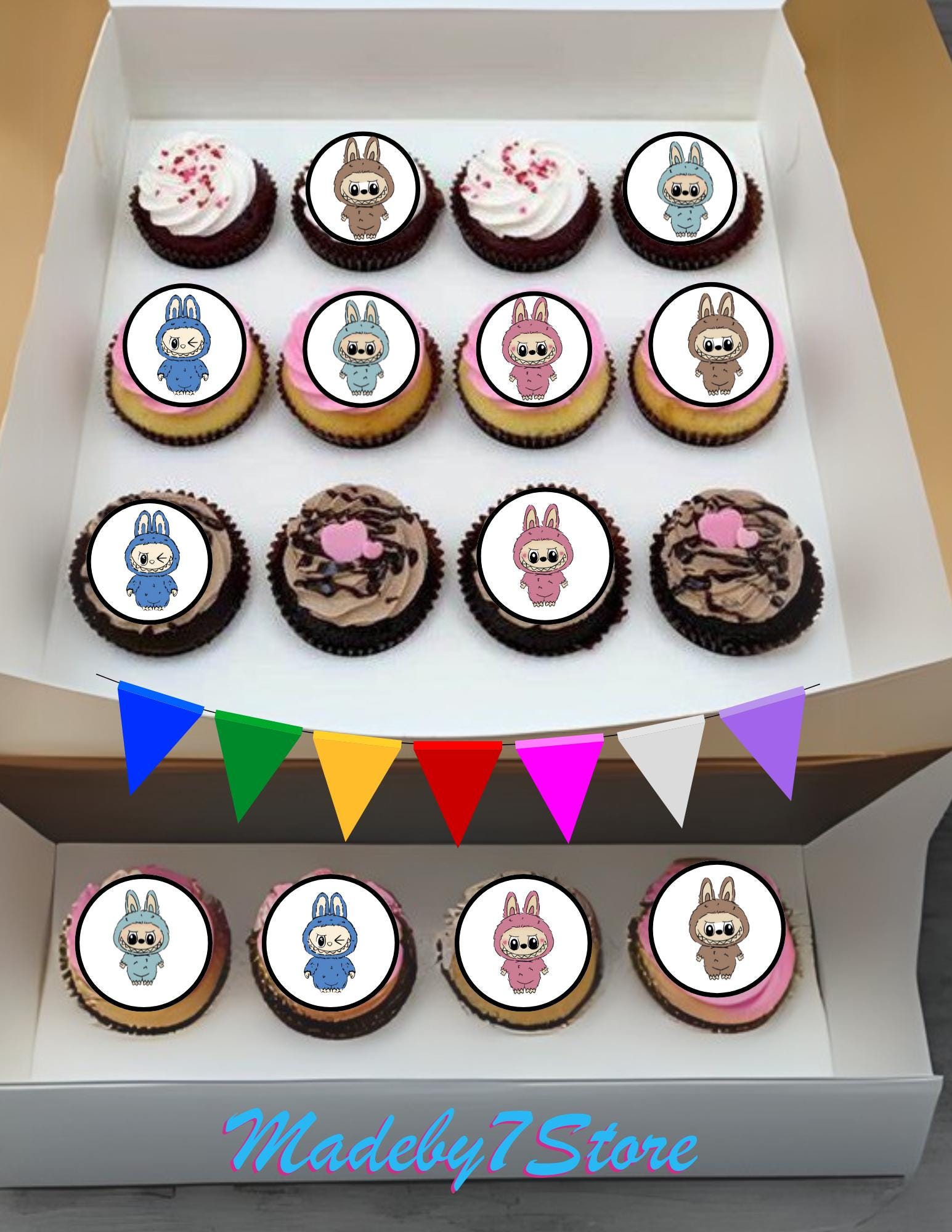 Labubu Edible Cupcake Toppers, Edible Images, Icing Sheets, Birthday ...