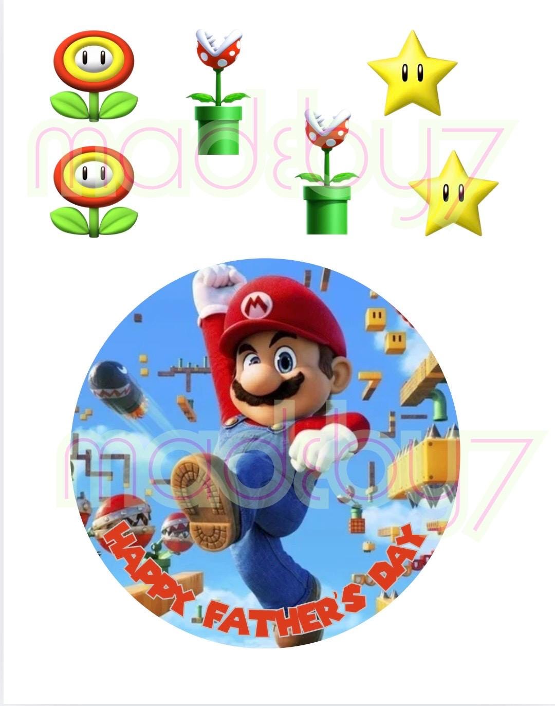 Mario Edible Cake Topper, Father’s Day Edible Topper, Edible Images ...