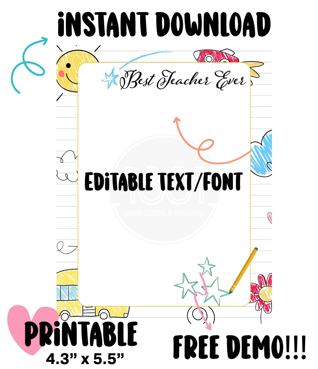 CUSTOM EDITABLE Teacher Notepad Template, Teacher Gift, Teacher ...