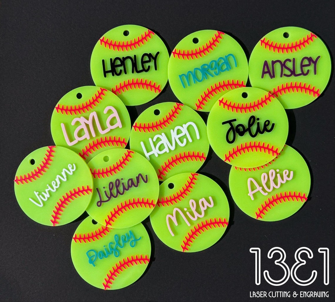 Softball Bag Tag - Baseball Bag Tag- Custom Sports Keychain - Sports ...