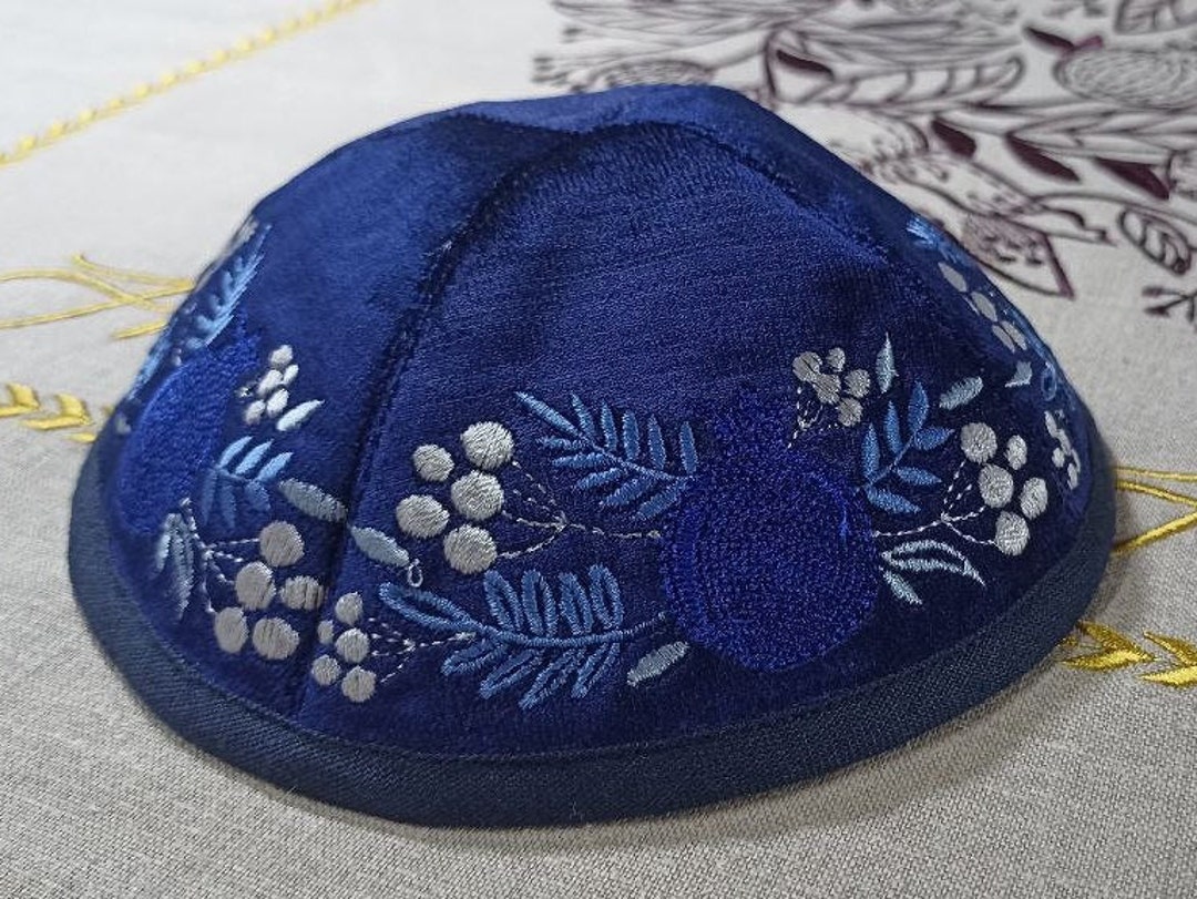 Shabbat Kippah-premium Yarmulke Embroidered-personalized Kippah-wedding ...