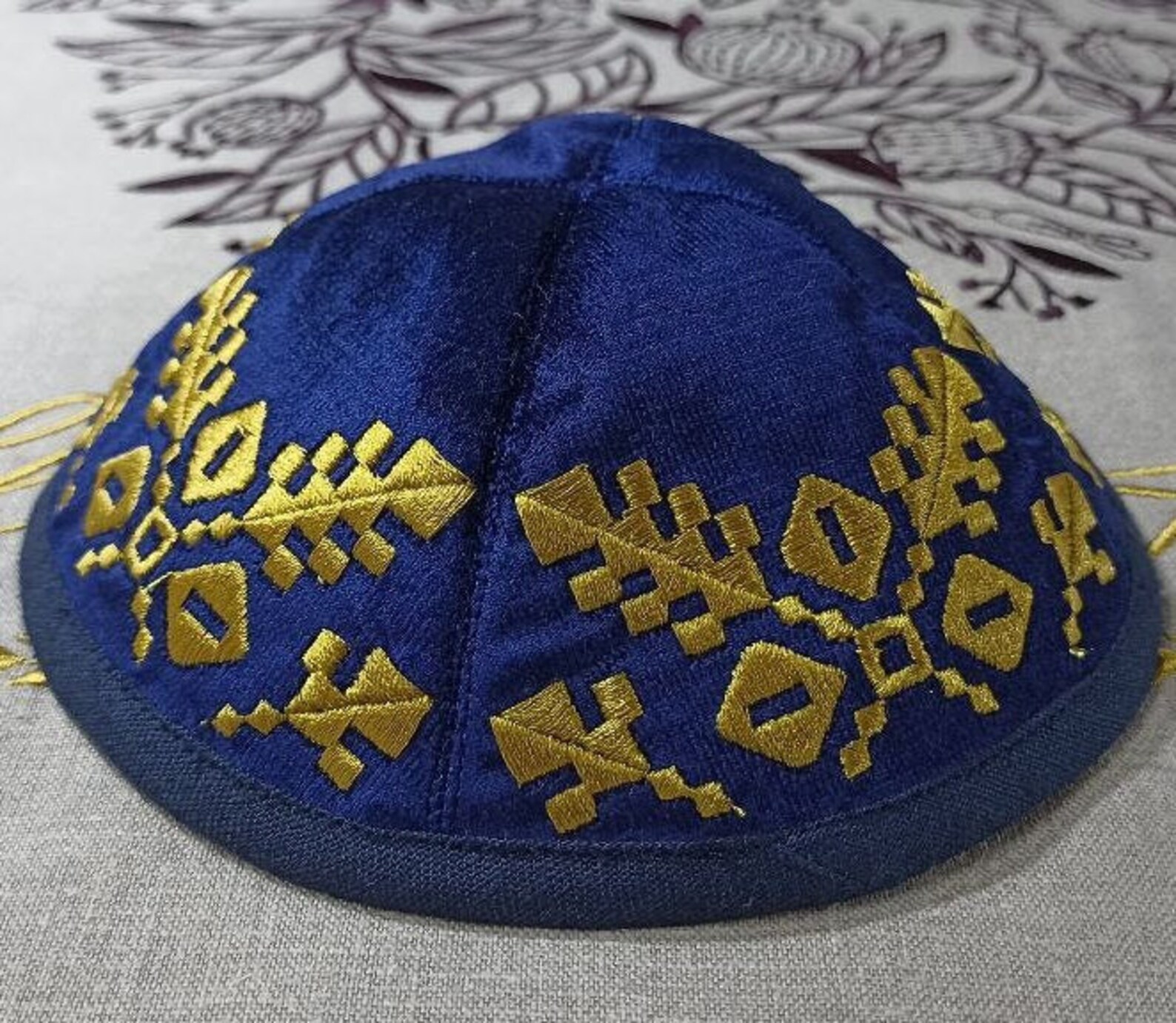 Shabbat Kippah-premium Yarmulke With Golden Embroidery-jewish Kippah - Etsy