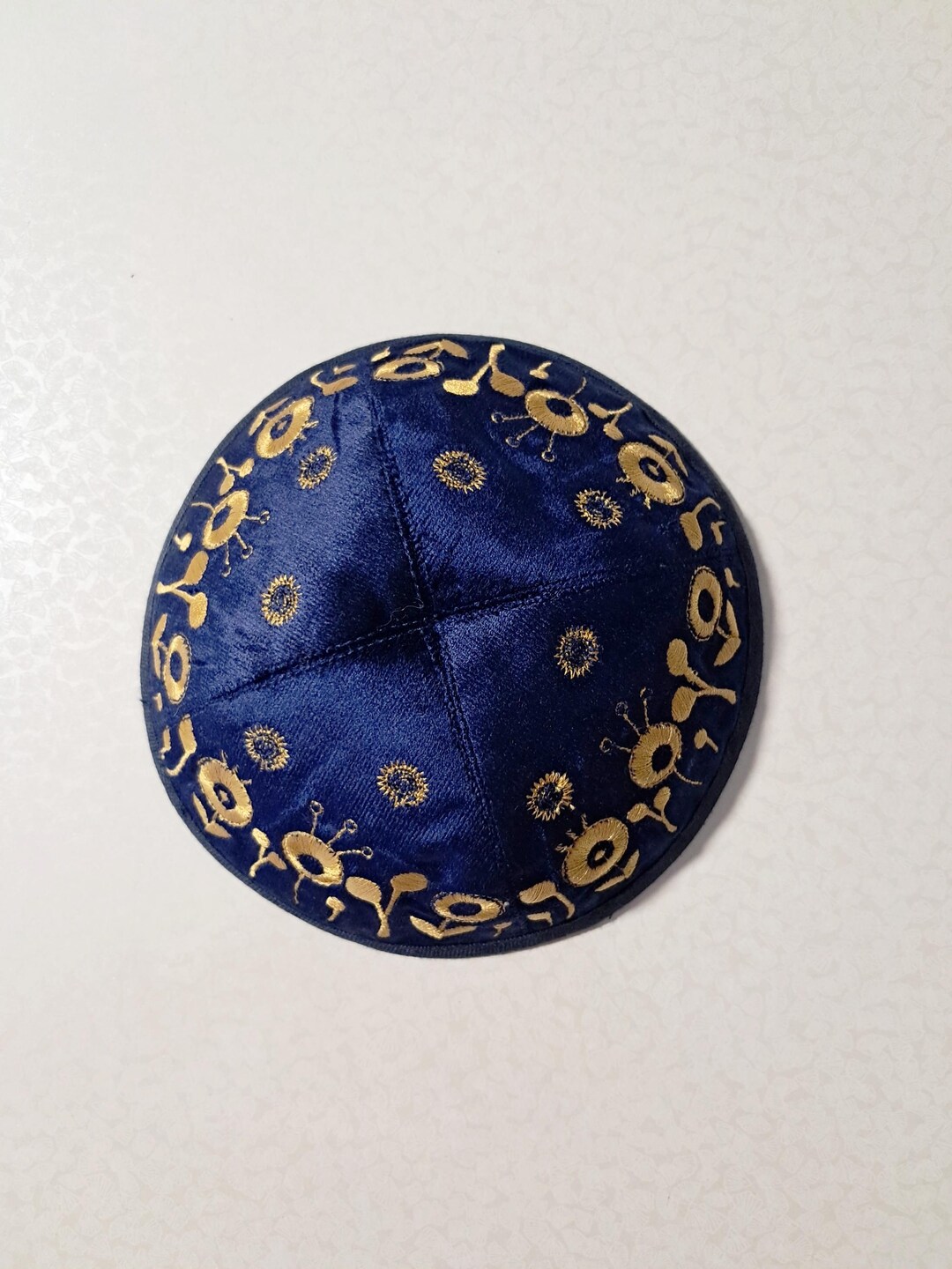 Shabbat Kippah-premium Yarmulke-blue Velvet Cotton Kippah-personalized ...
