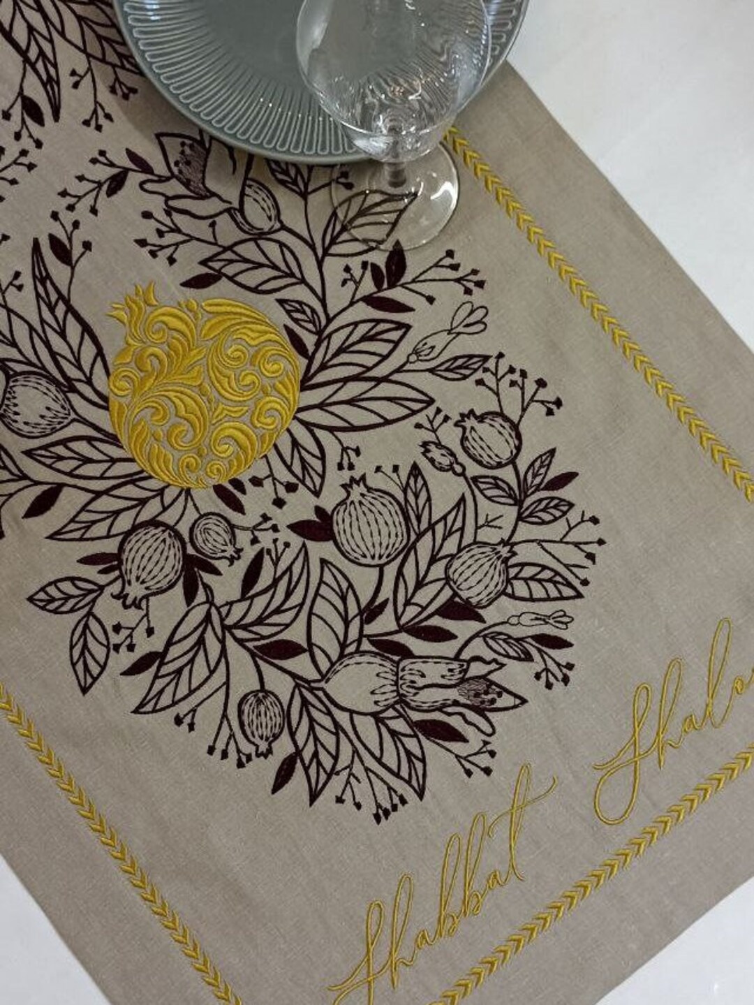 Embroidered Shabbat Shalom Runner-shabbat Table-jewish Gifts-shabbat ...