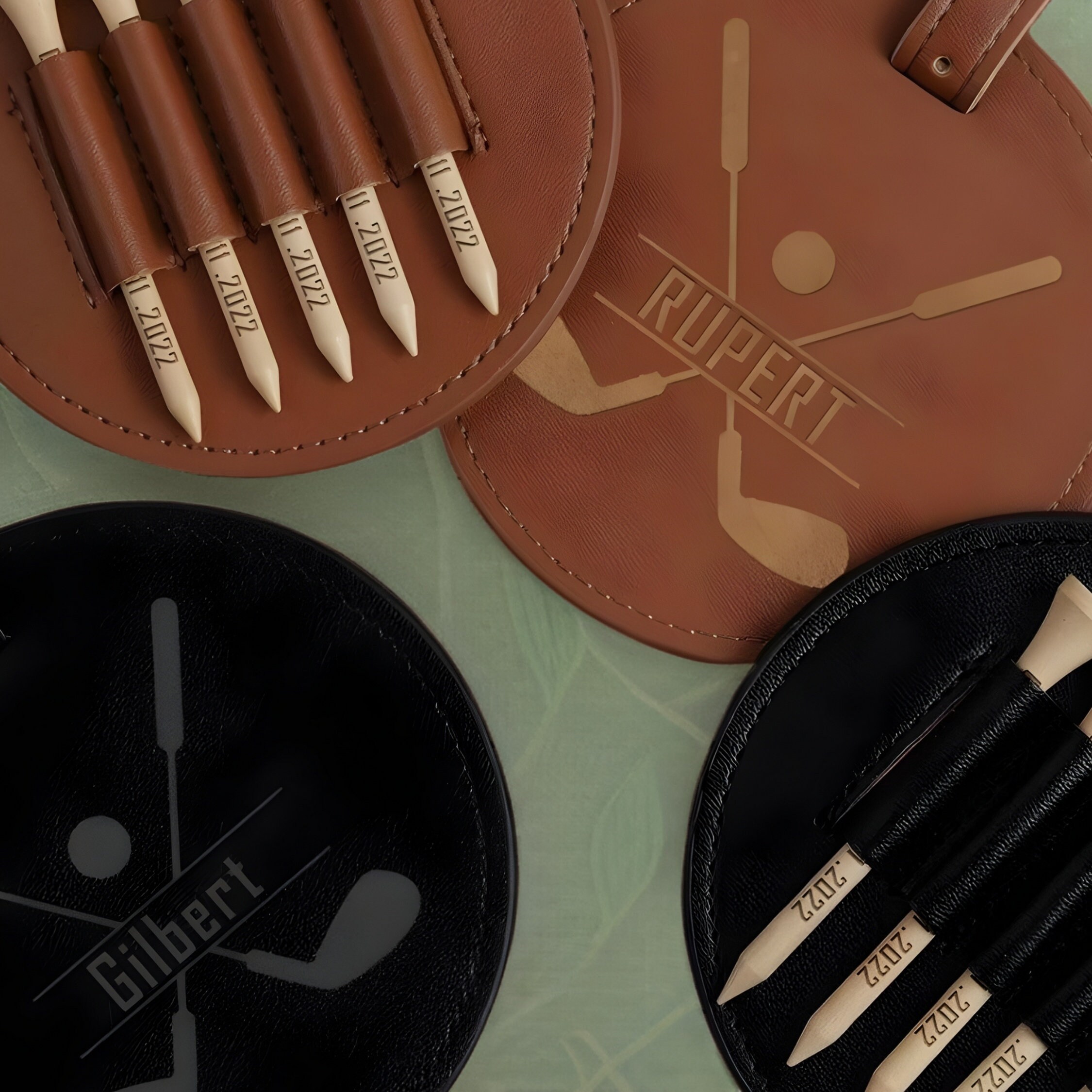 Personalized Golf Tee Bag,leather Golf Bag Tag,man-golf Tee Holder ...