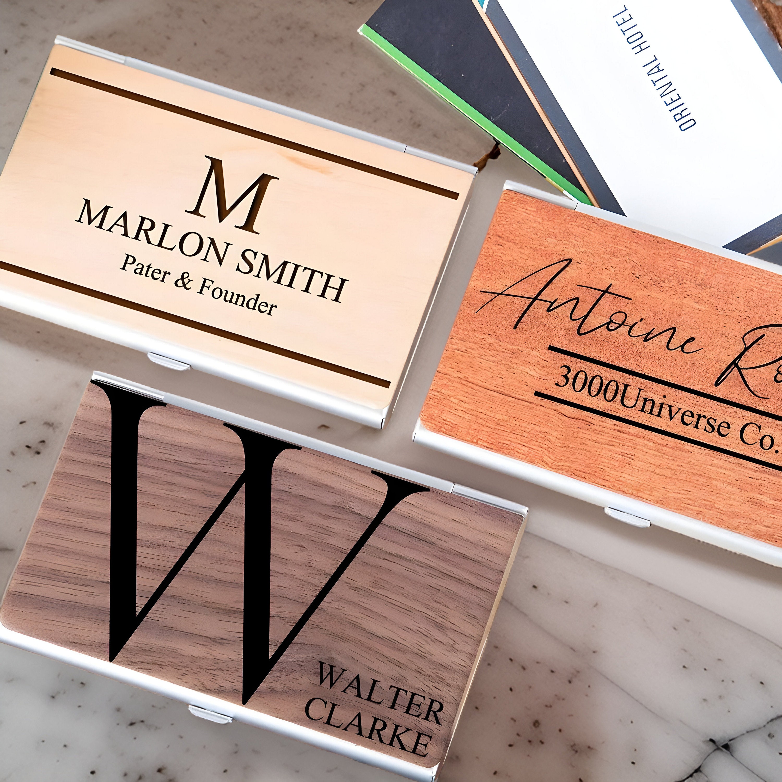Personalized BUSINESS CARD HOLDER Case Custom Engraved for Him Dad Men ...