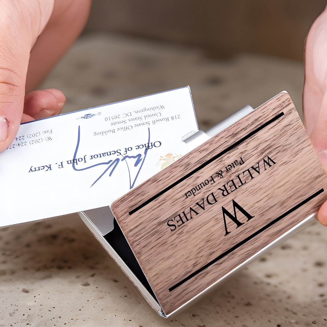 Personalized BUSINESS CARD HOLDER Case Custom Engraved, Office Gift ...