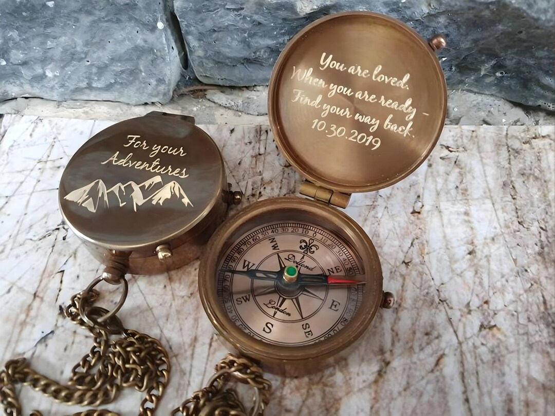 Personalized Engraved Compass, Engraved Working Brass Compass, Son ...