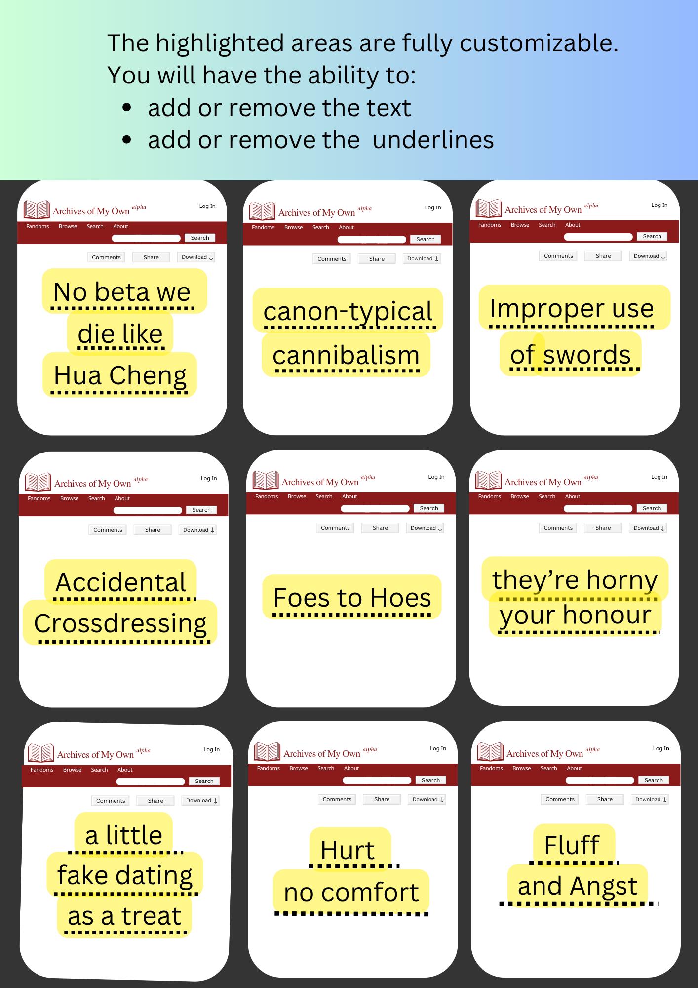 Custom Ao3 Bingo Card Canva Template: Editable Party Game (printable ...
