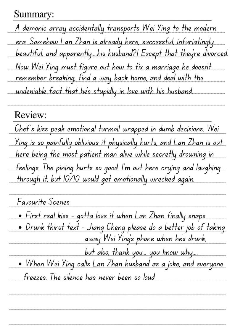 Digital Fanfic Review Reading Tracker Journal Ao3 Themed 100 Page Book ...