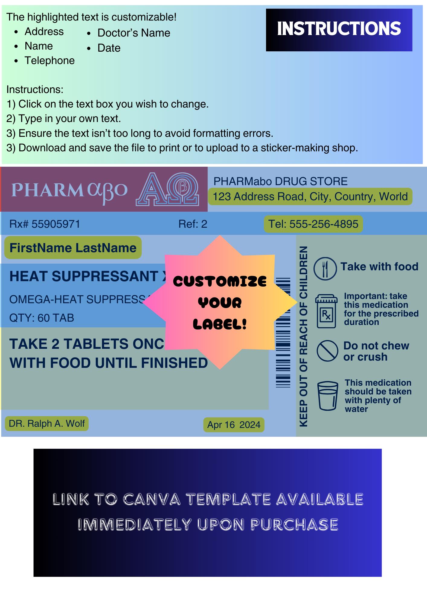 Custom Omegaverse HEAT SUPPRESSANT Label | A/B/O, ABO, Heat Suppressant ...