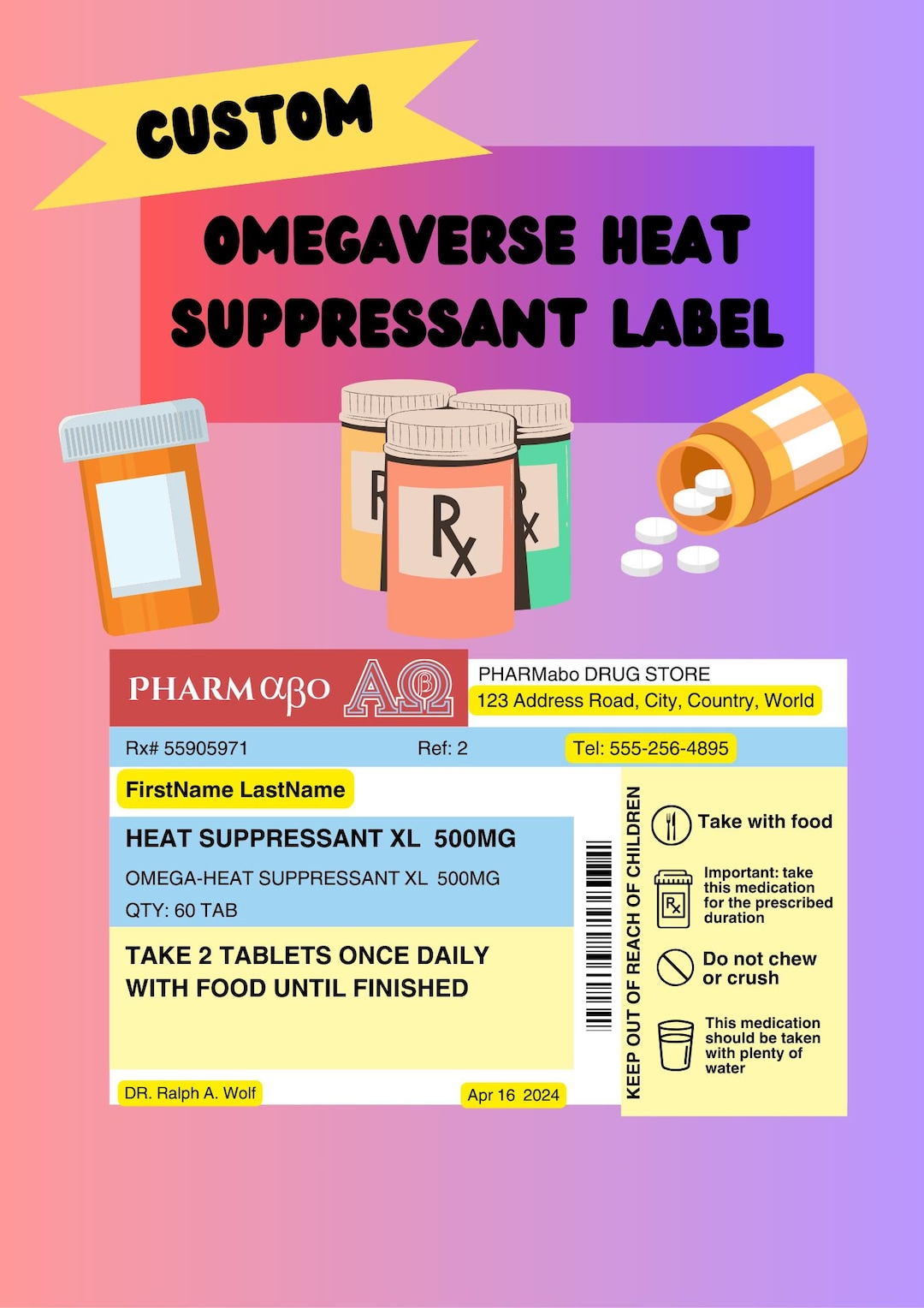 Custom Omegaverse HEAT SUPPRESSANT Label | A/B/O, ABO, Heat Suppressant ...