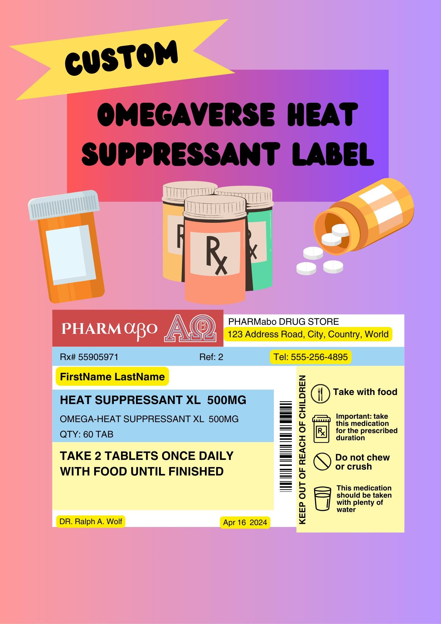 Custom Omegaverse HEAT SUPPRESSANT Label | A/B/O, ABO, Heat Suppressant ...