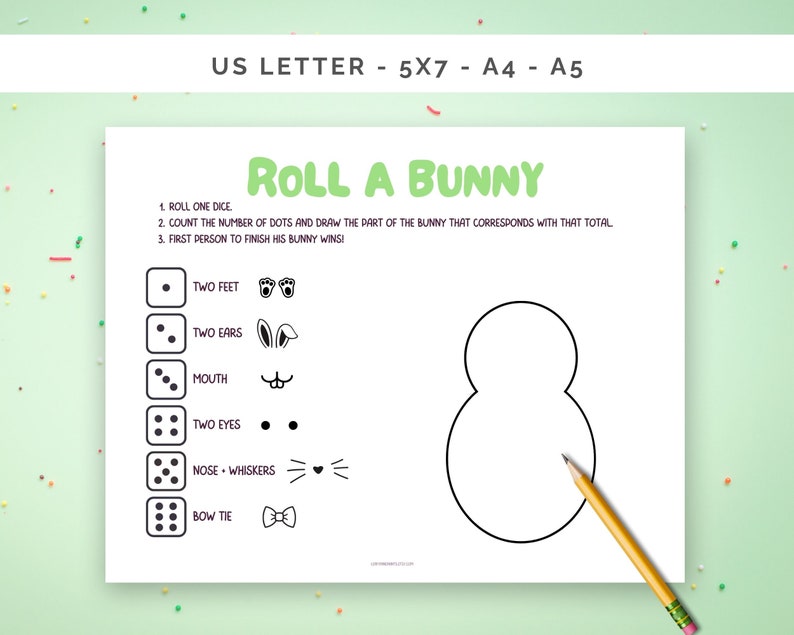 Easter Dice Game, Printable Games, Classroom Easter Party, Roll a Bunny ...