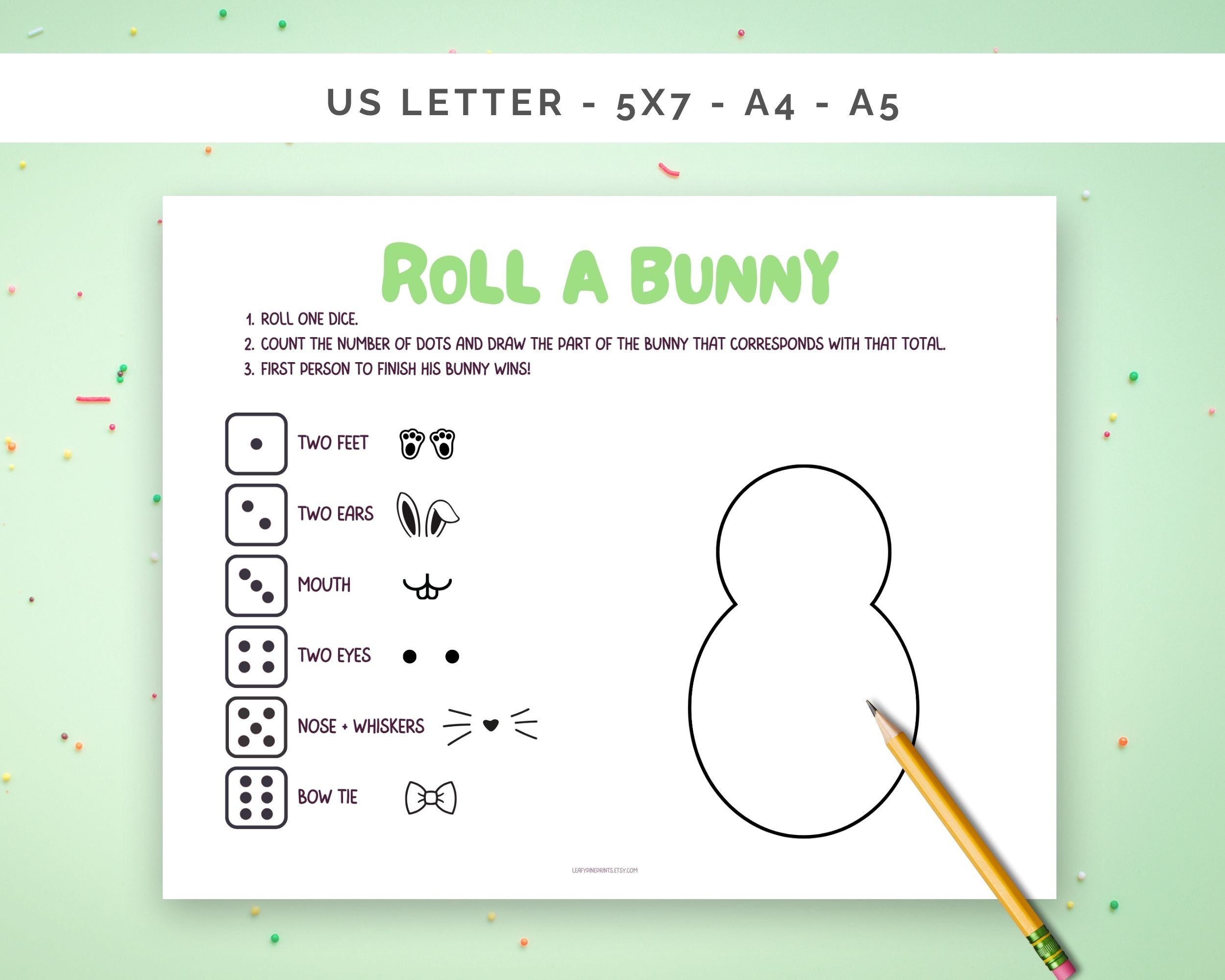 Easter Dice Game, Printable Games, Classroom Easter Party, Roll a Bunny ...