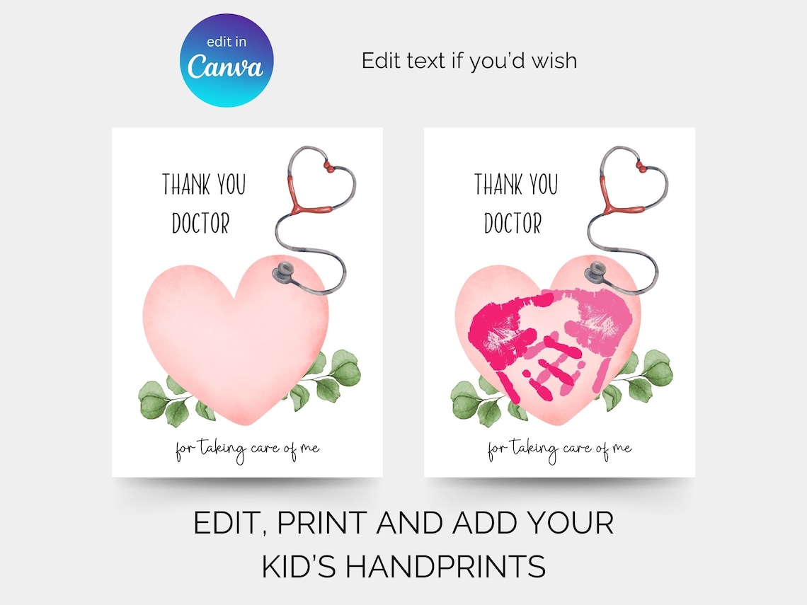 Doctor Appreciation or Thank You Gift - Handprint Art Craft - Kids Baby ...