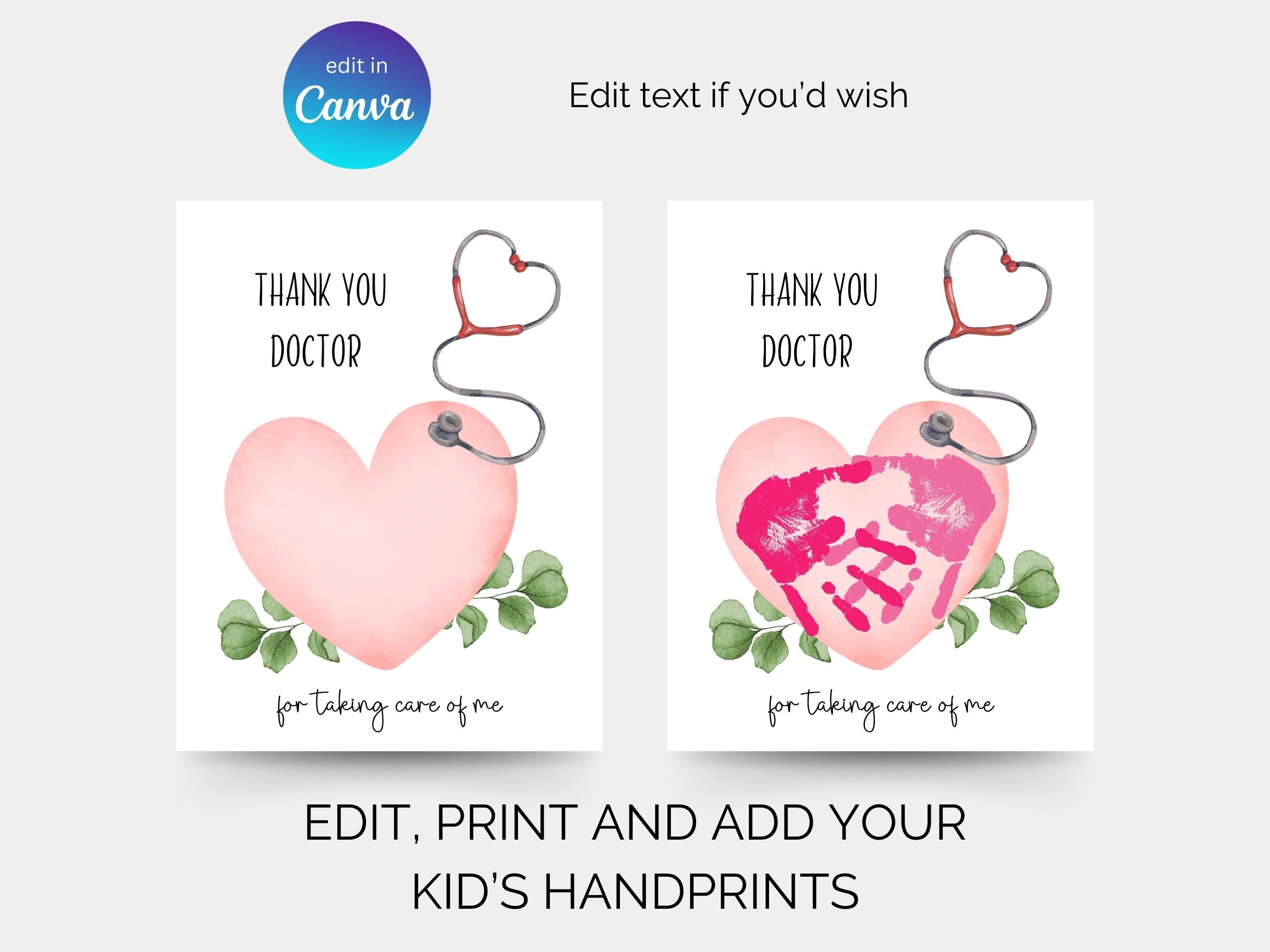 Doctor Appreciation or Thank You Gift - Handprint Art Craft - Kids Baby ...