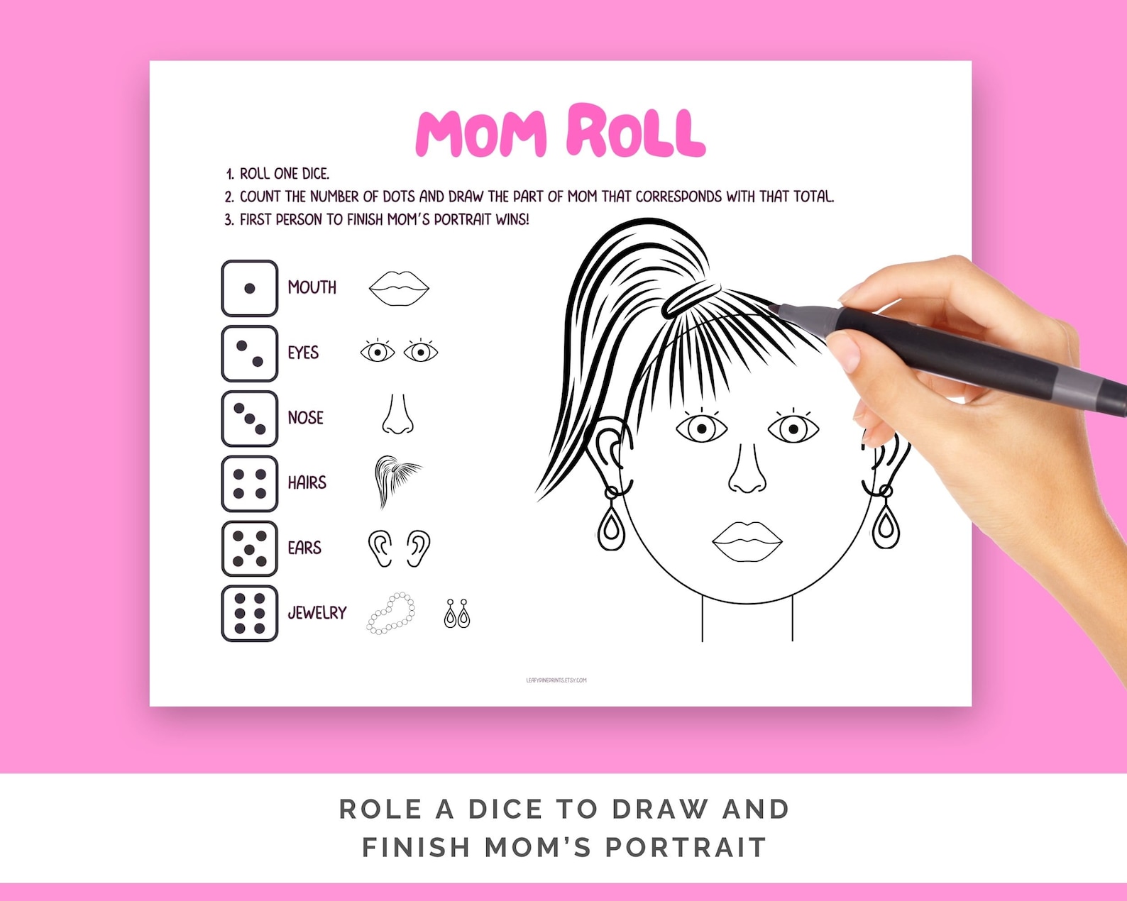 Mothers Day Dice Game, Printable Games, Classroom, Roll a Mom, Instant ...