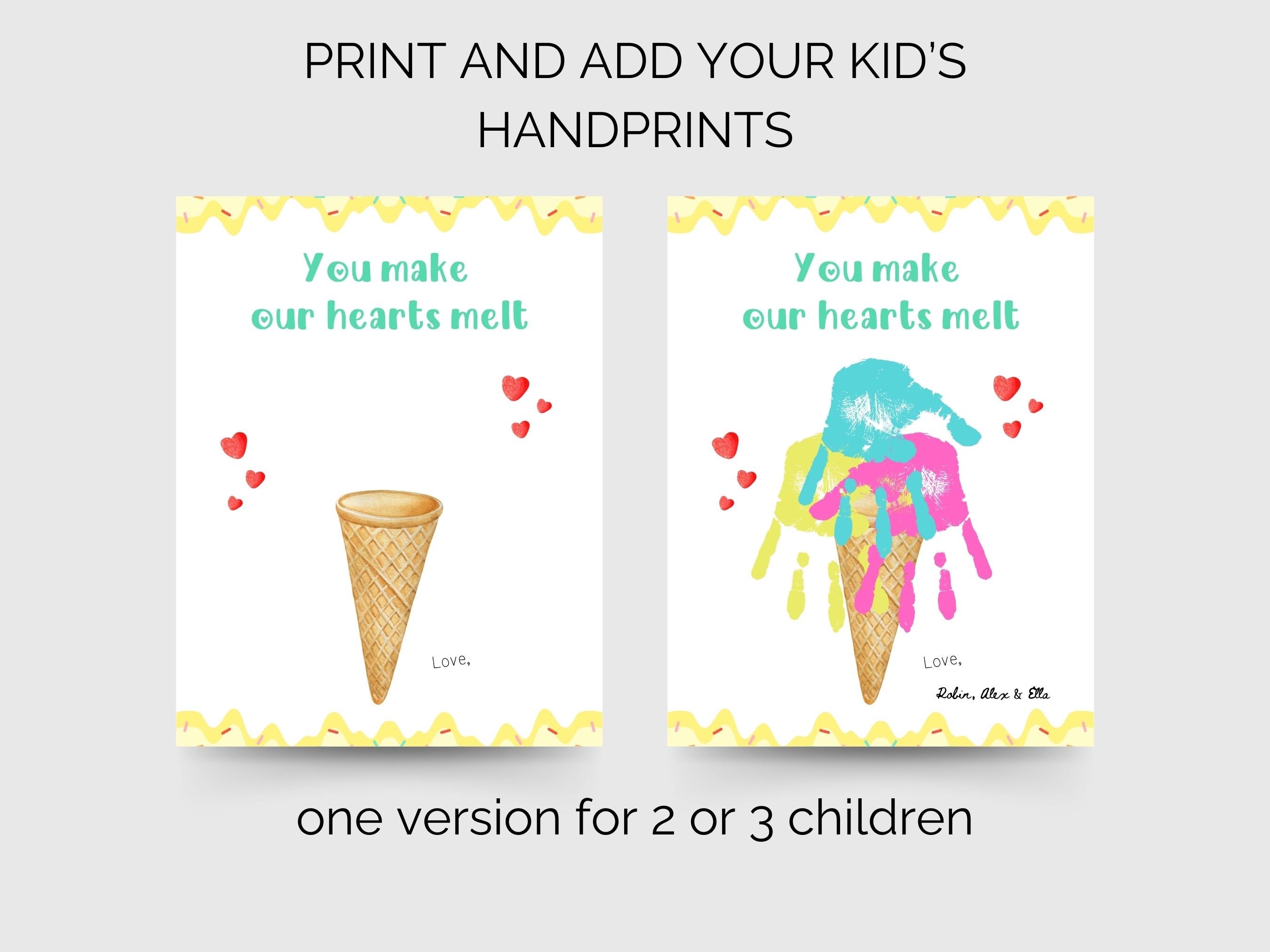 You Make Our Hearts Melt Mother's Day Ice Cream Handprint Art Craft ...