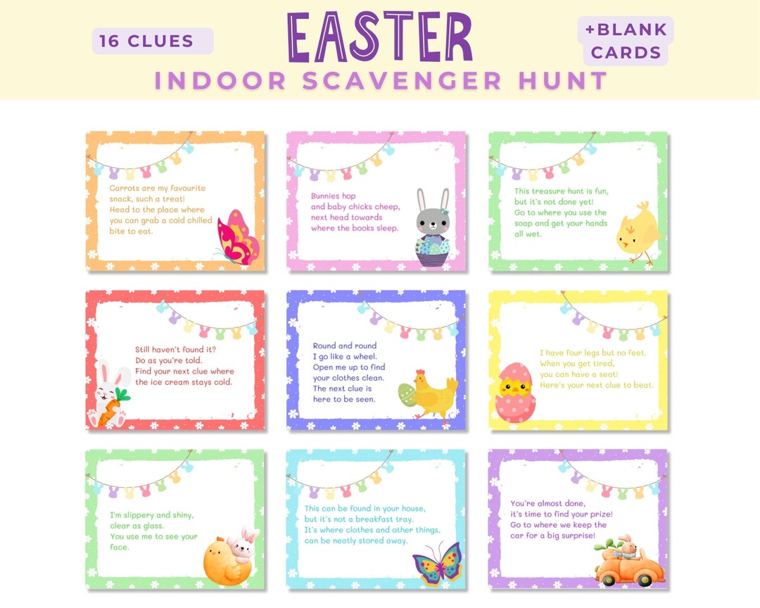 Easter Scavenger Hunt Indoor, Treasure Hunt for Kids, Scavenger Hunt ...