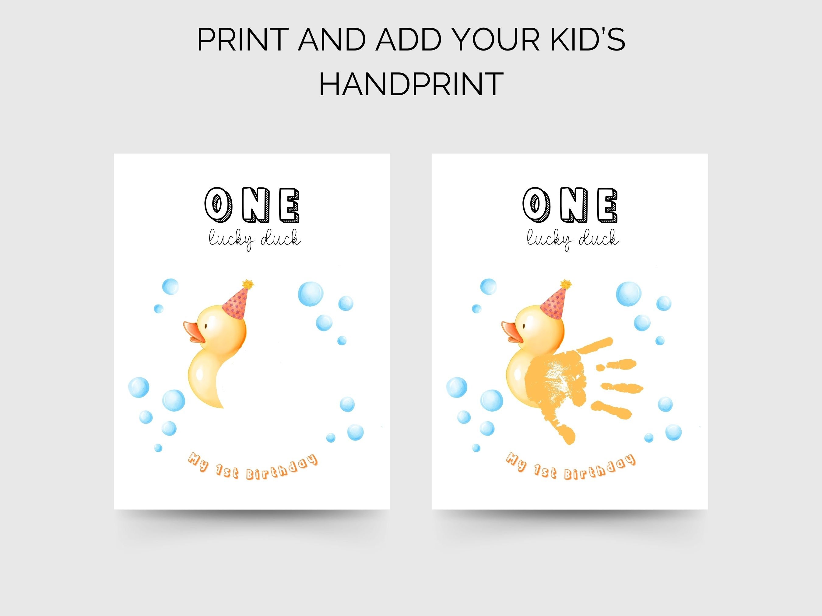 One Lucky Duck - First Birthday - Handprint Art Craft - Mom Dad Grandma ...