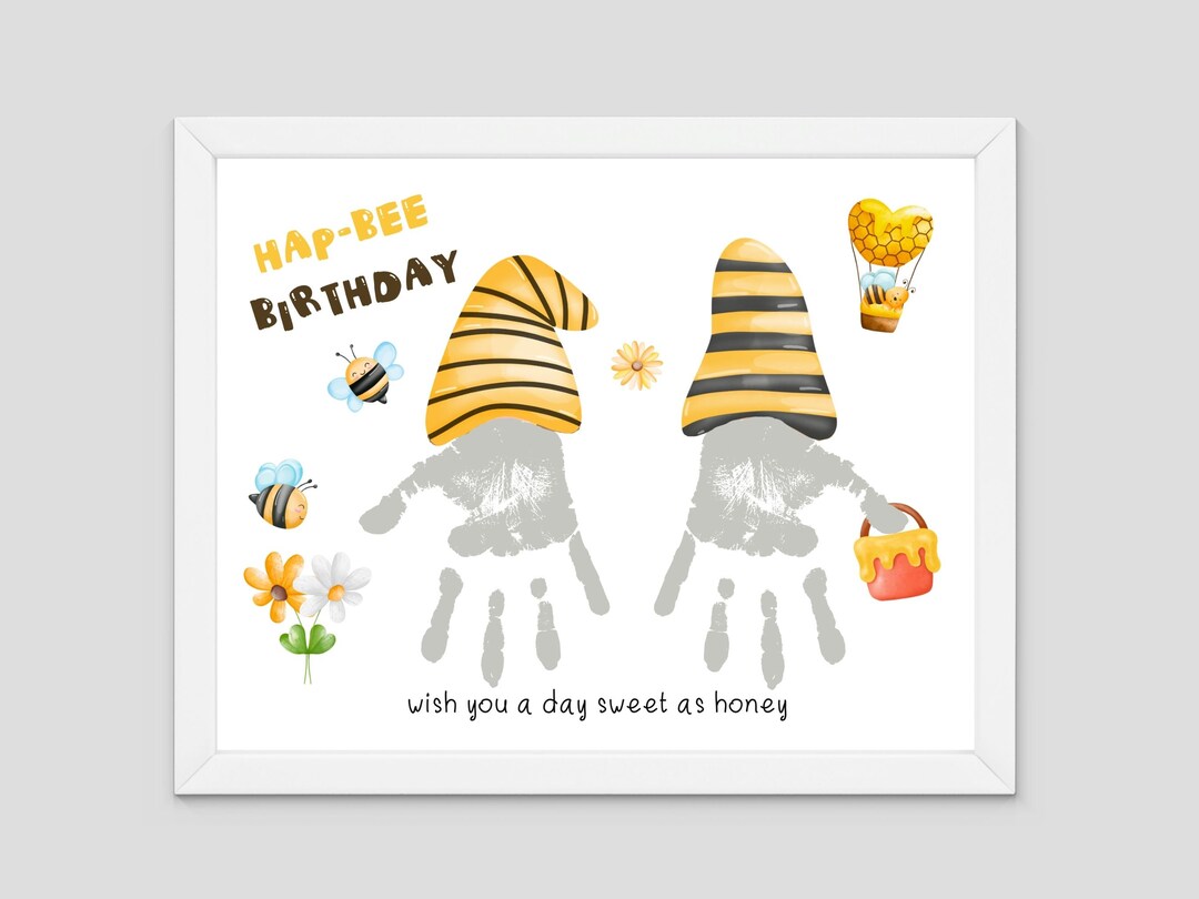 Hap-bee Birthday - Gnomes Handprint Art Craft - Mom Dad Grandma- Kids ...