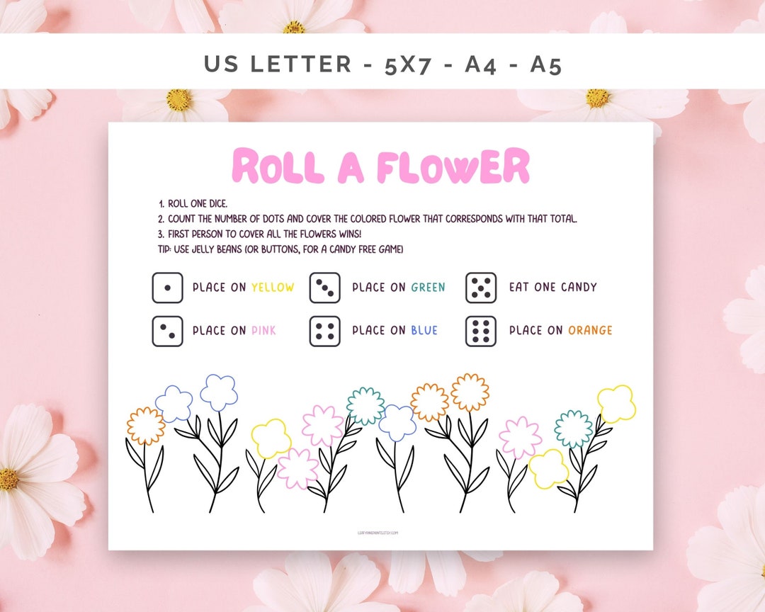 Mothers Day Dice Game, Printable Games, Classroom, Roll a Flower ...