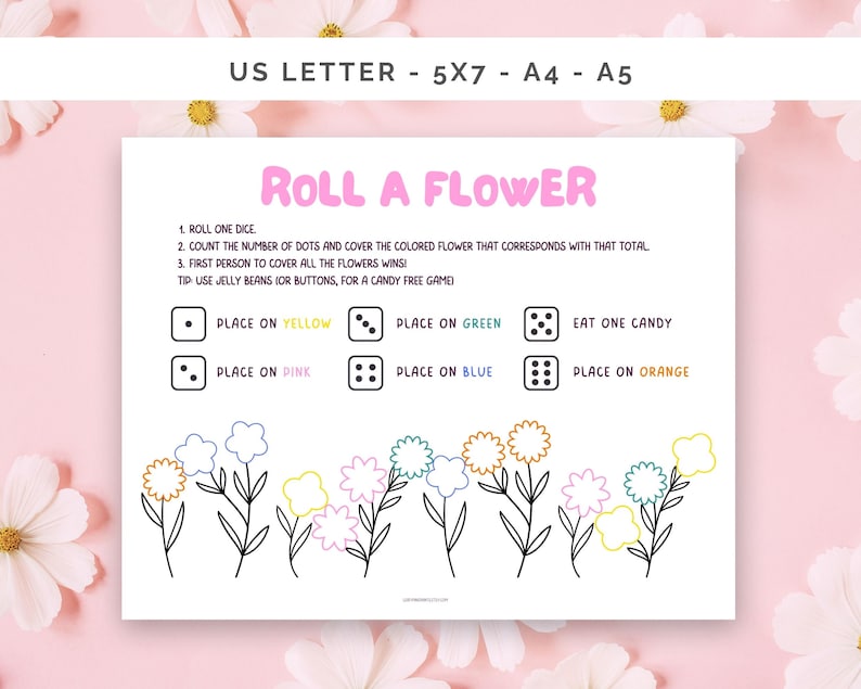 Mothers Day Dice Game, Printable Games, Classroom, Roll a Flower ...
