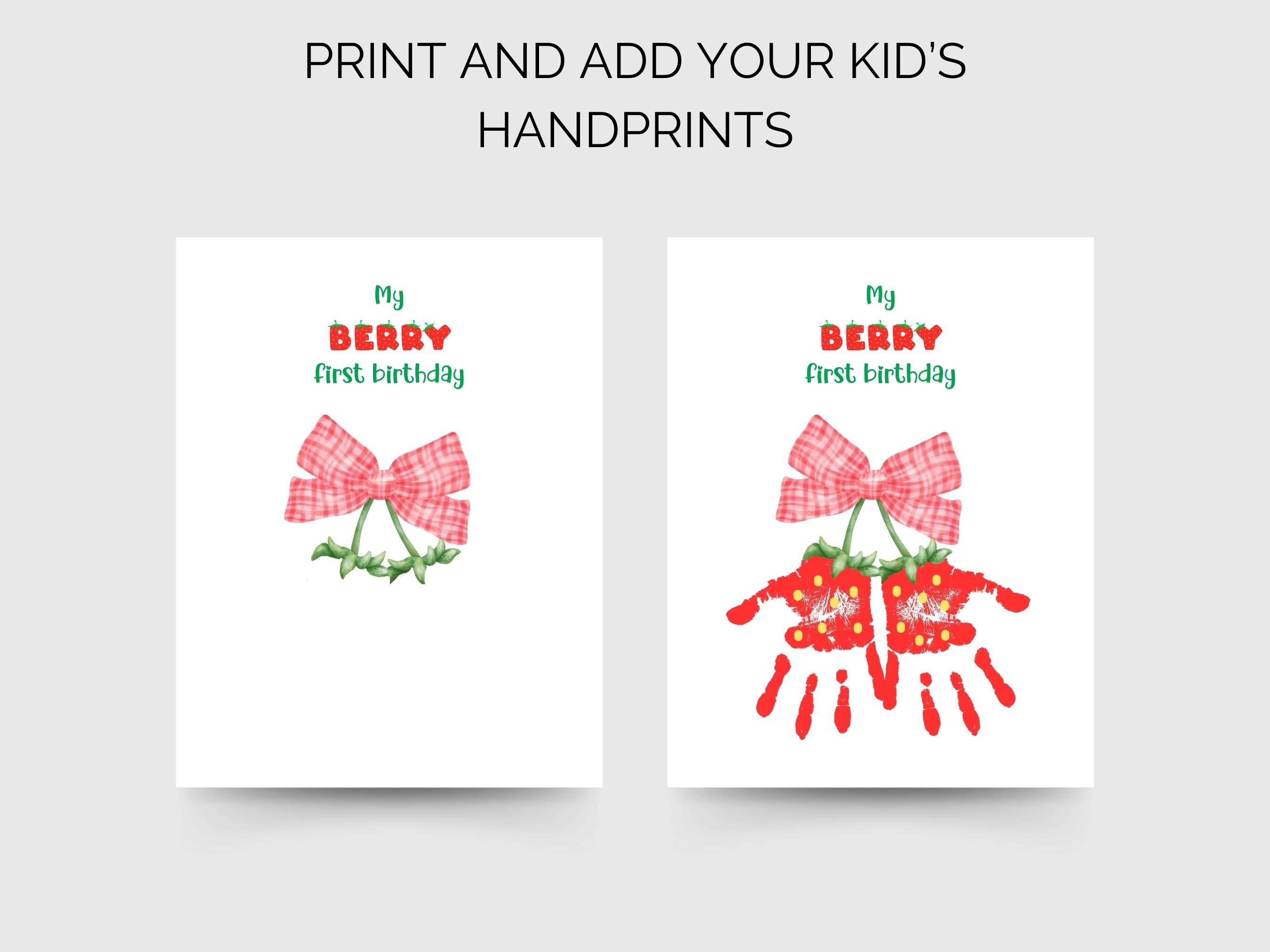 Berry First Birthday - Handprint Art Craft - Mom Dad Grandma Auntie ...