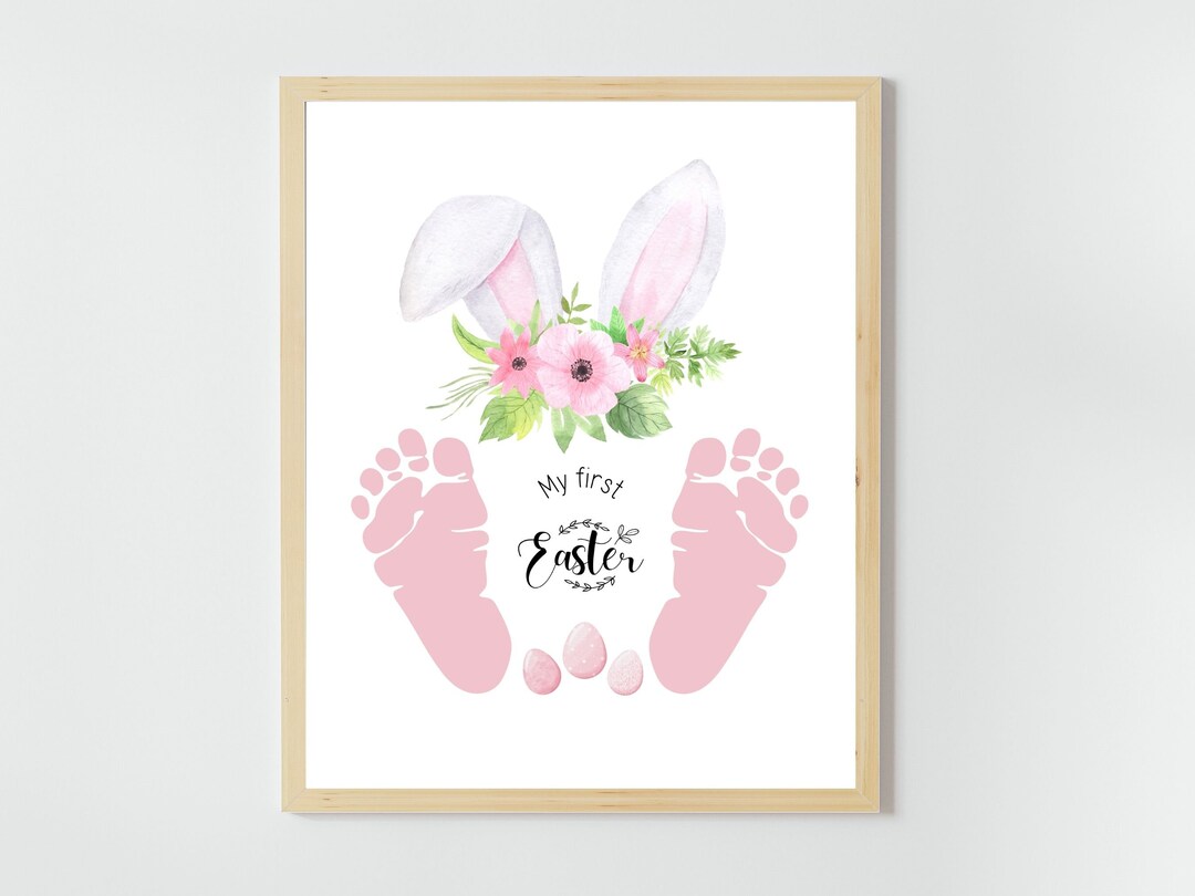 My FIRST EASTER Bunny Feet - Easter Footprint Art Craft - Baby Toddler ...