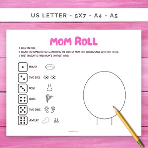 Mothers Day Dice Game, Printable Games, Classroom, Roll a Mom, Instant ...