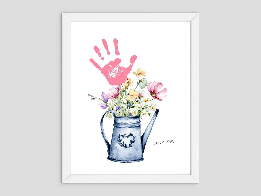 Flowers in Watering Can - Handprint Art Craft - Kids Baby Toddler - DIY ...