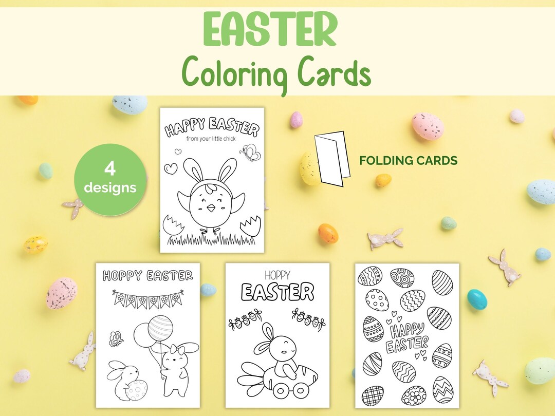 Easter Coloring Cards for Kids - Printable Easter Cards - Classroom ...