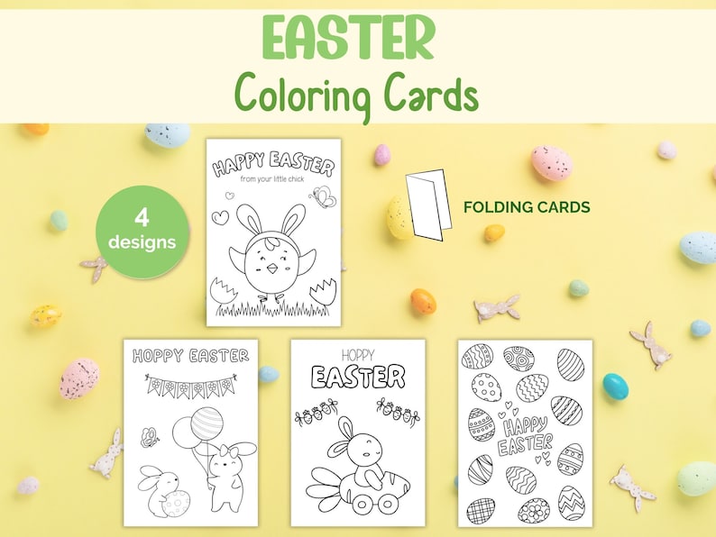 Easter Coloring Cards for Kids - Printable Easter Cards - Classroom ...