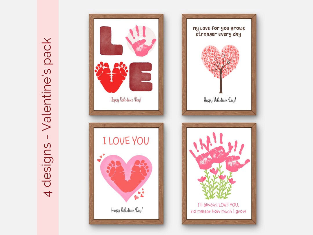 Valentine Handprint Bundle of 4 - Valentine's Day - Handprint Art Craft ...