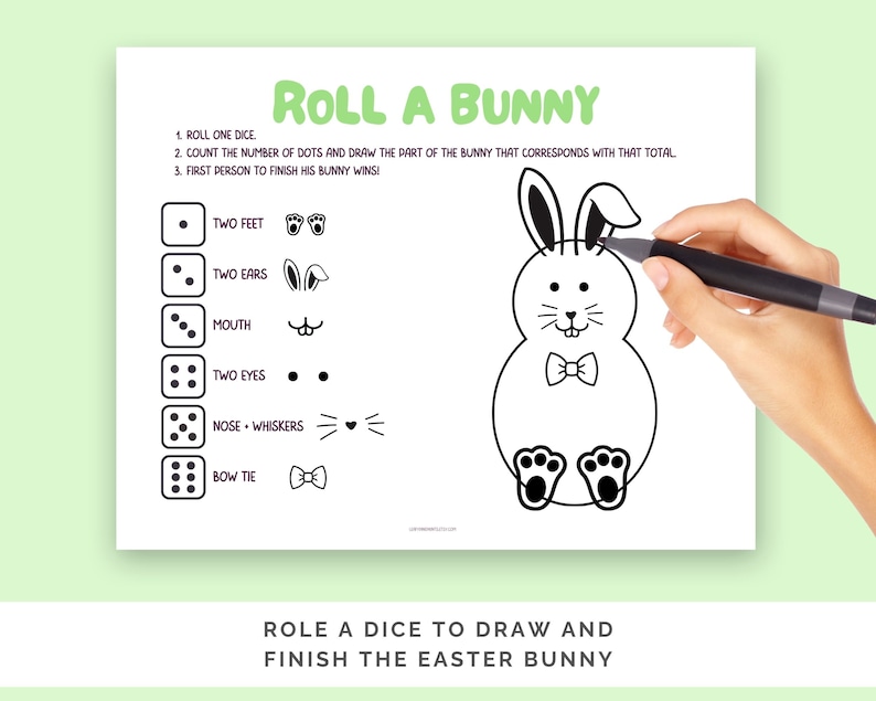 Easter Dice Game, Printable Games, Classroom Easter Party, Roll a Bunny ...