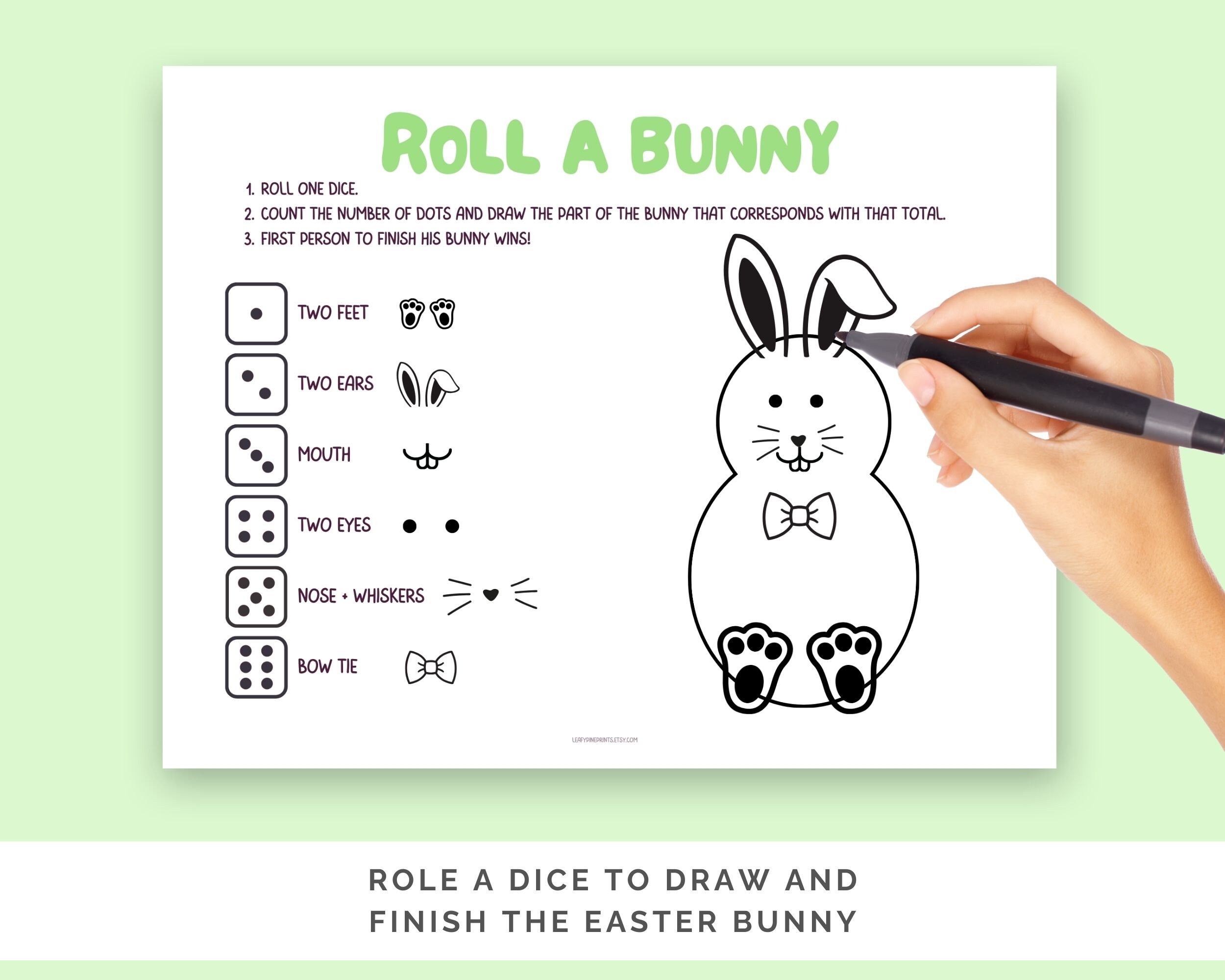 Easter Dice Game, Printable Games, Classroom Easter Party, Roll a Bunny ...