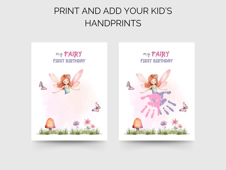 Fairy First Birthday - Handprint Art Craft - Mom Dad Grandma Auntie ...