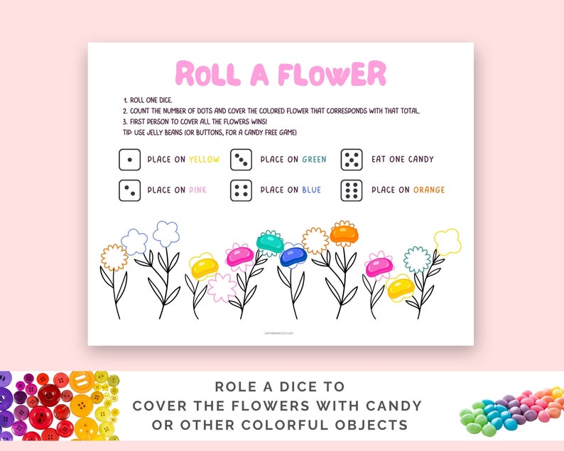 Mothers Day Dice Game, Printable Games, Classroom, Roll a Flower ...