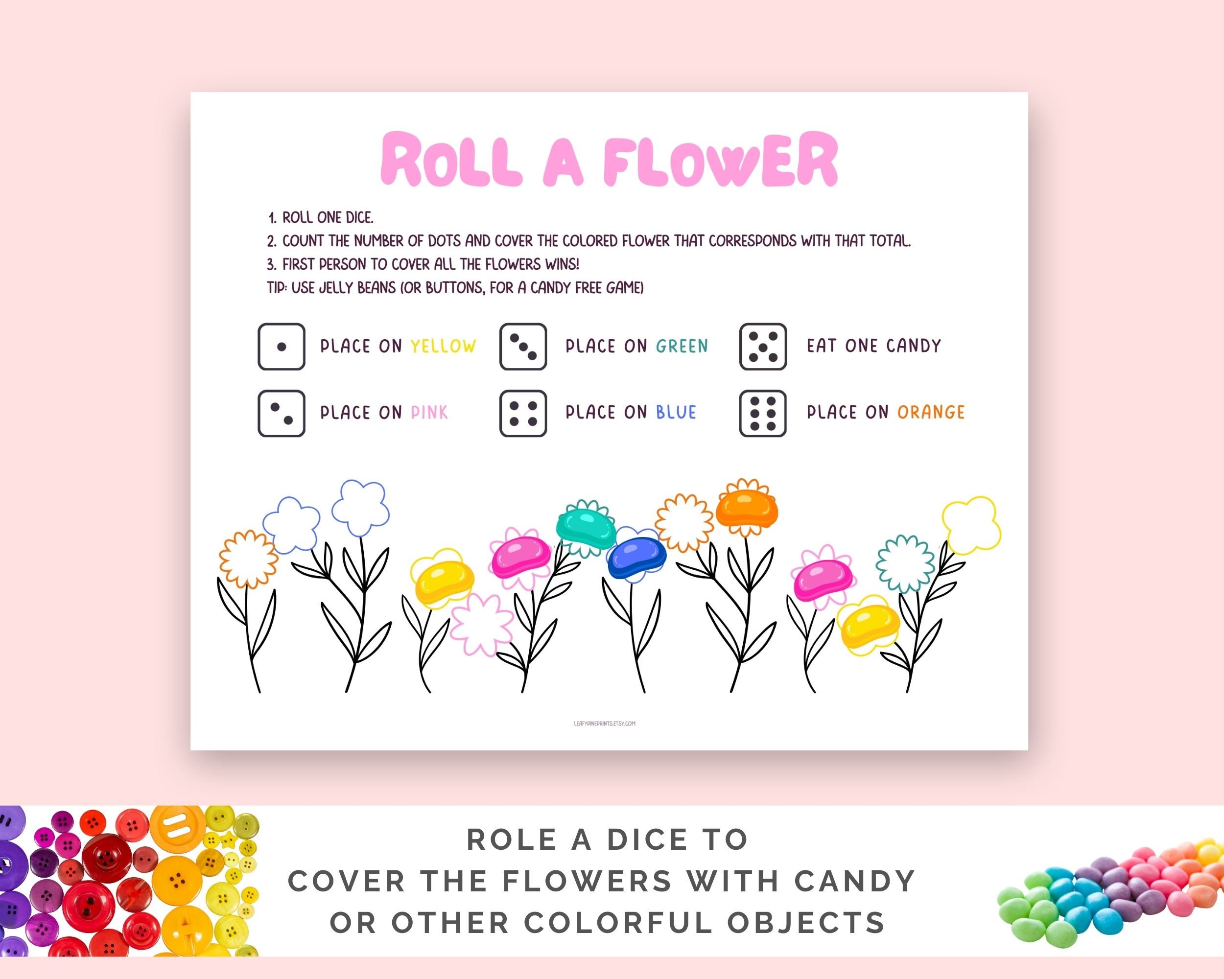 Mothers Day Dice Game, Printable Games, Classroom, Roll a Flower ...