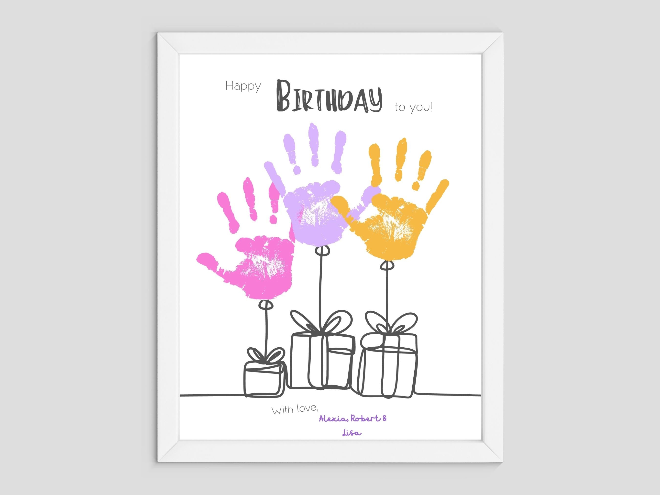 Happy Birthday - Balloon Handprint Art Craft - Mom Dad Grandma- Kids ...
