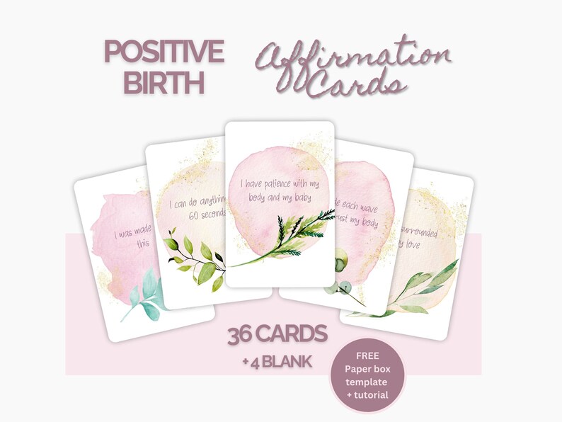 Positive Birth Affirmation Cards - Doula Cards - Hypnobirthing ...