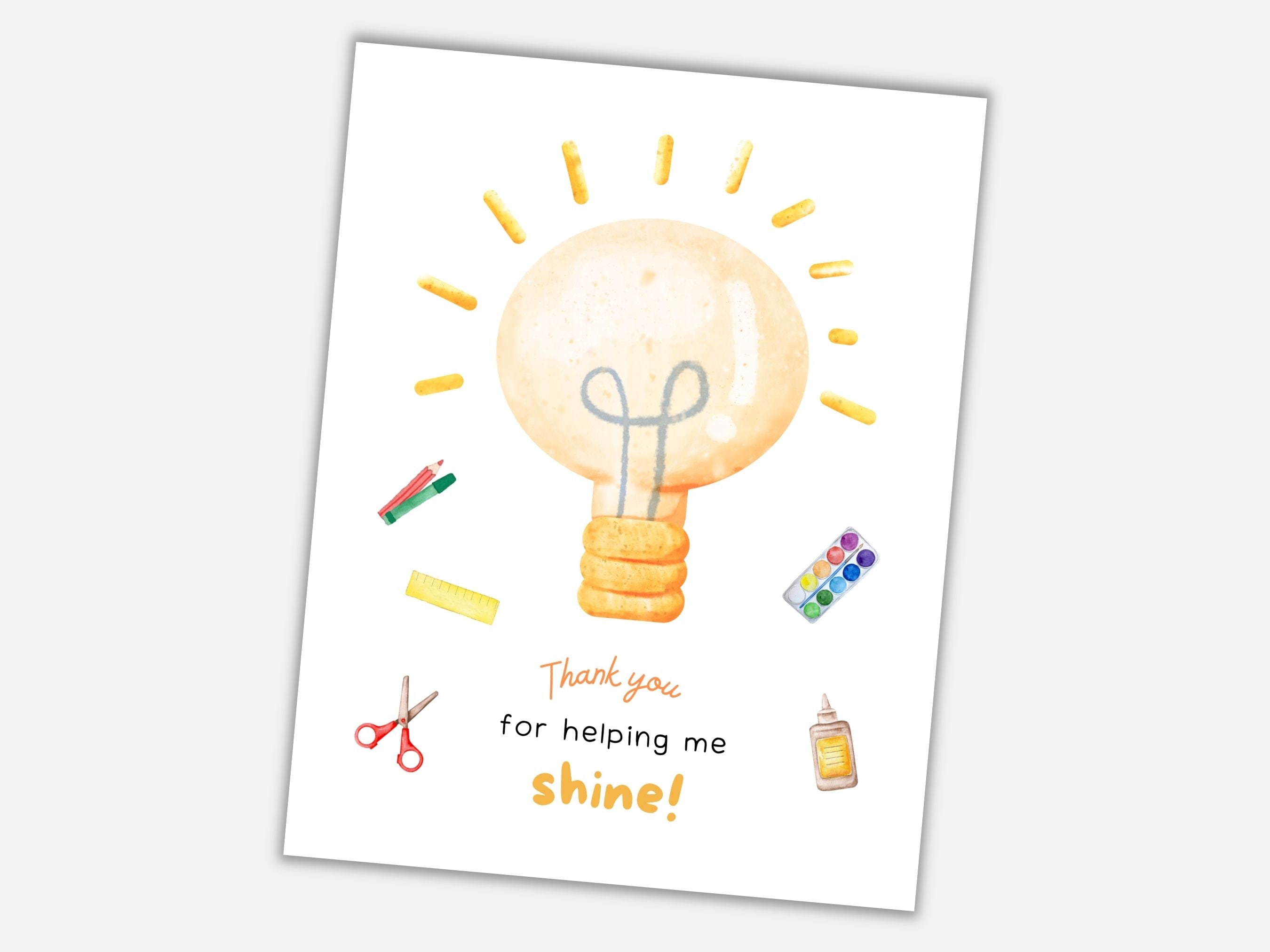 Thank You for Helping Me Shine - Handprint Art Craft - Light Bulb ...