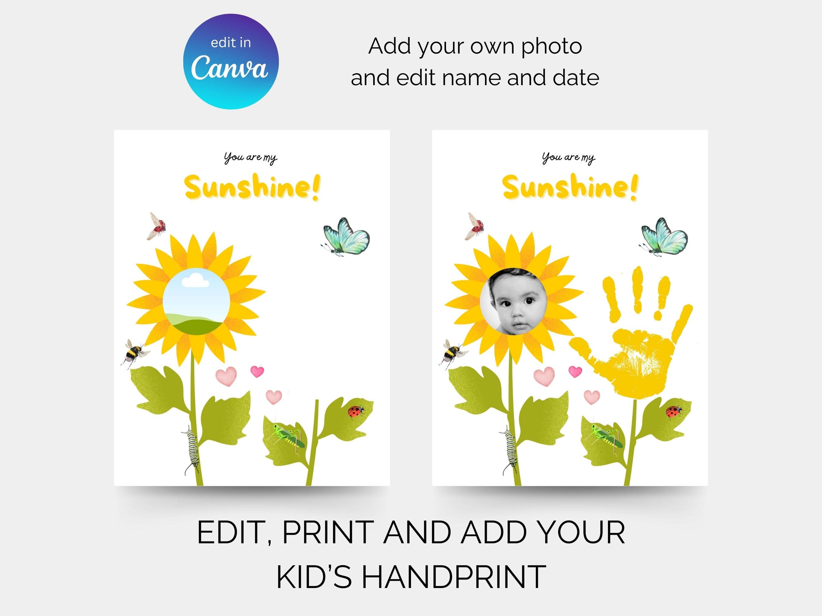 You Are My Sunshine - Photo Frame Handprint Art Craft - Sun Flower -DIY ...