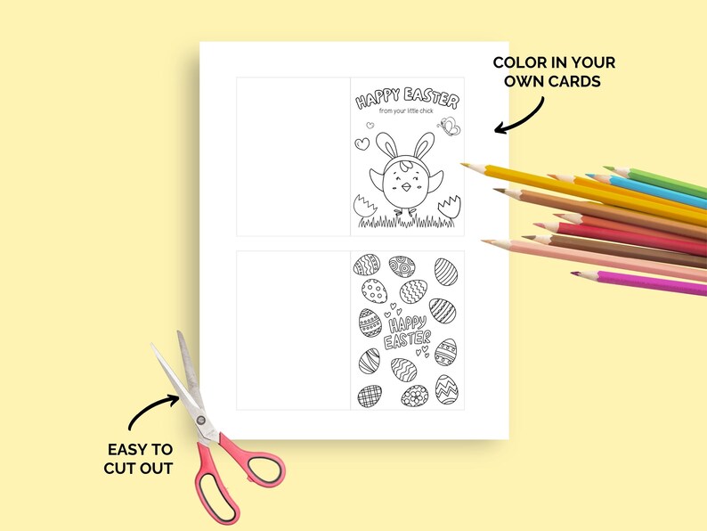 Easter Coloring Cards for Kids - Printable Easter Cards - Classroom ...