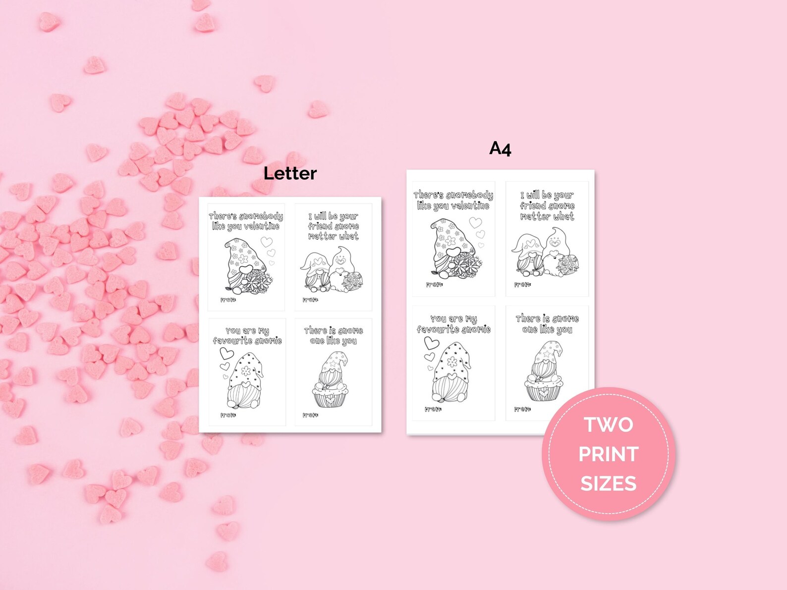 Gnome Valentine Coloring Cards for Kids Printable Valentine's Day Cards ...